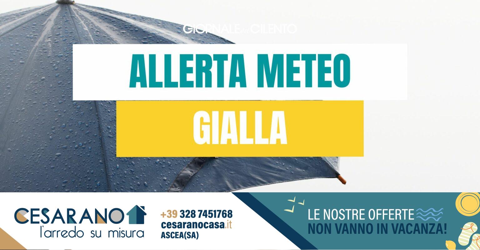 Campania, prorogata allerta meteo gialla per temporali fino a domani | Giornale del Cilento