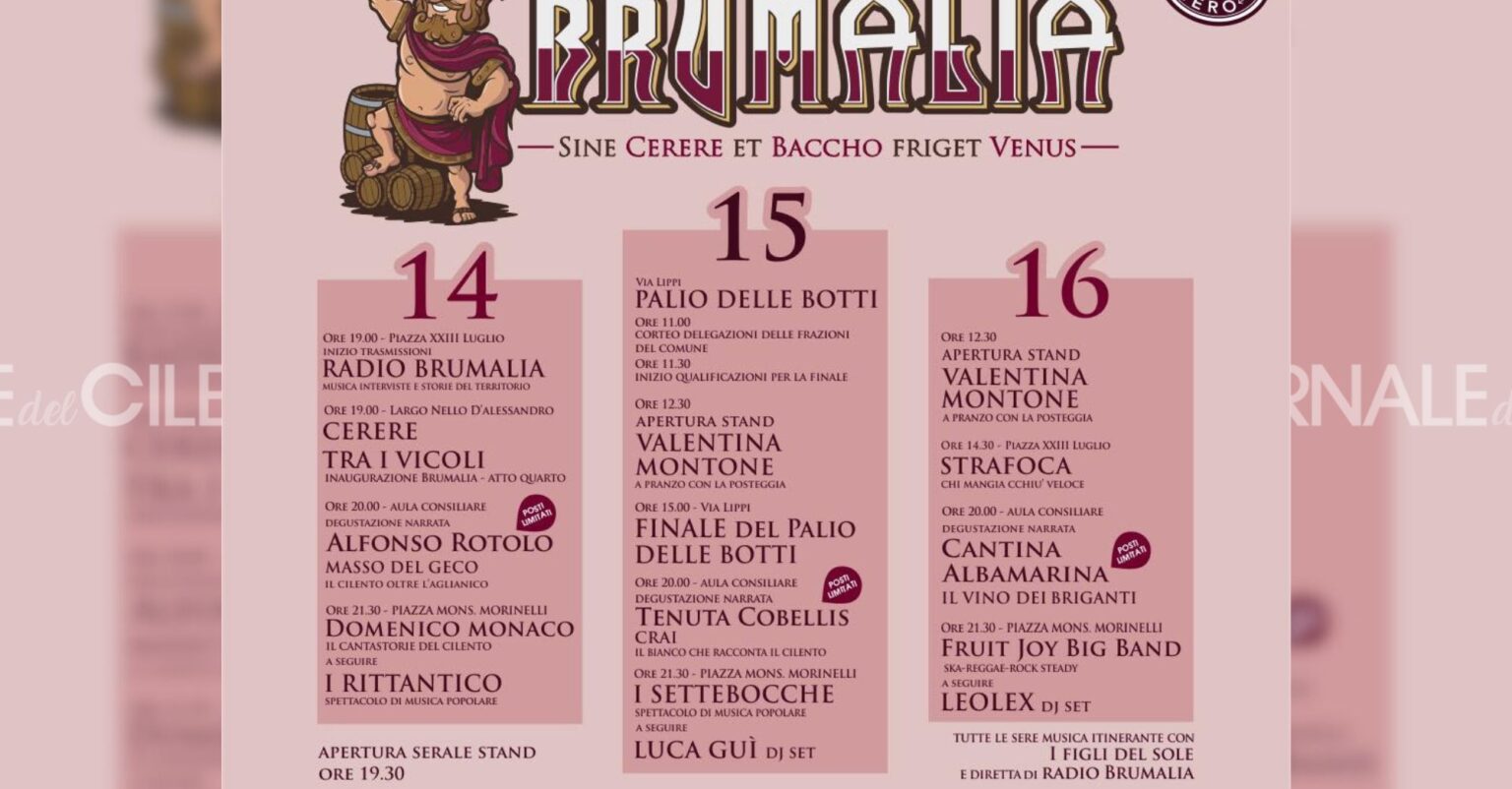 Brumalia, oggi la chiusura: a Casal Velino protagonisti vino, musica e ...